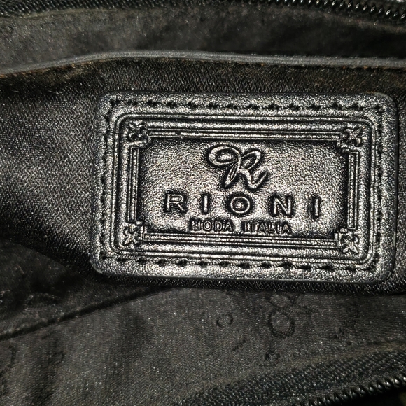 Rioni | Bags | Vintage 9s Black And Gold Coated Canvas Leather Rioni ...